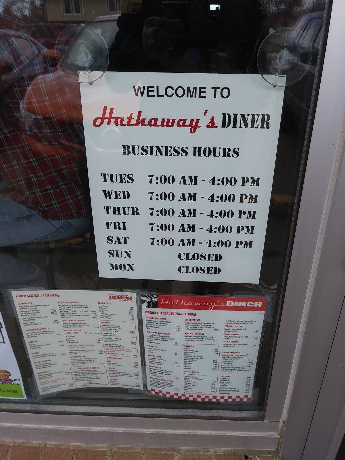 Menu at Hathaway's Diner cafe, Edmonton
