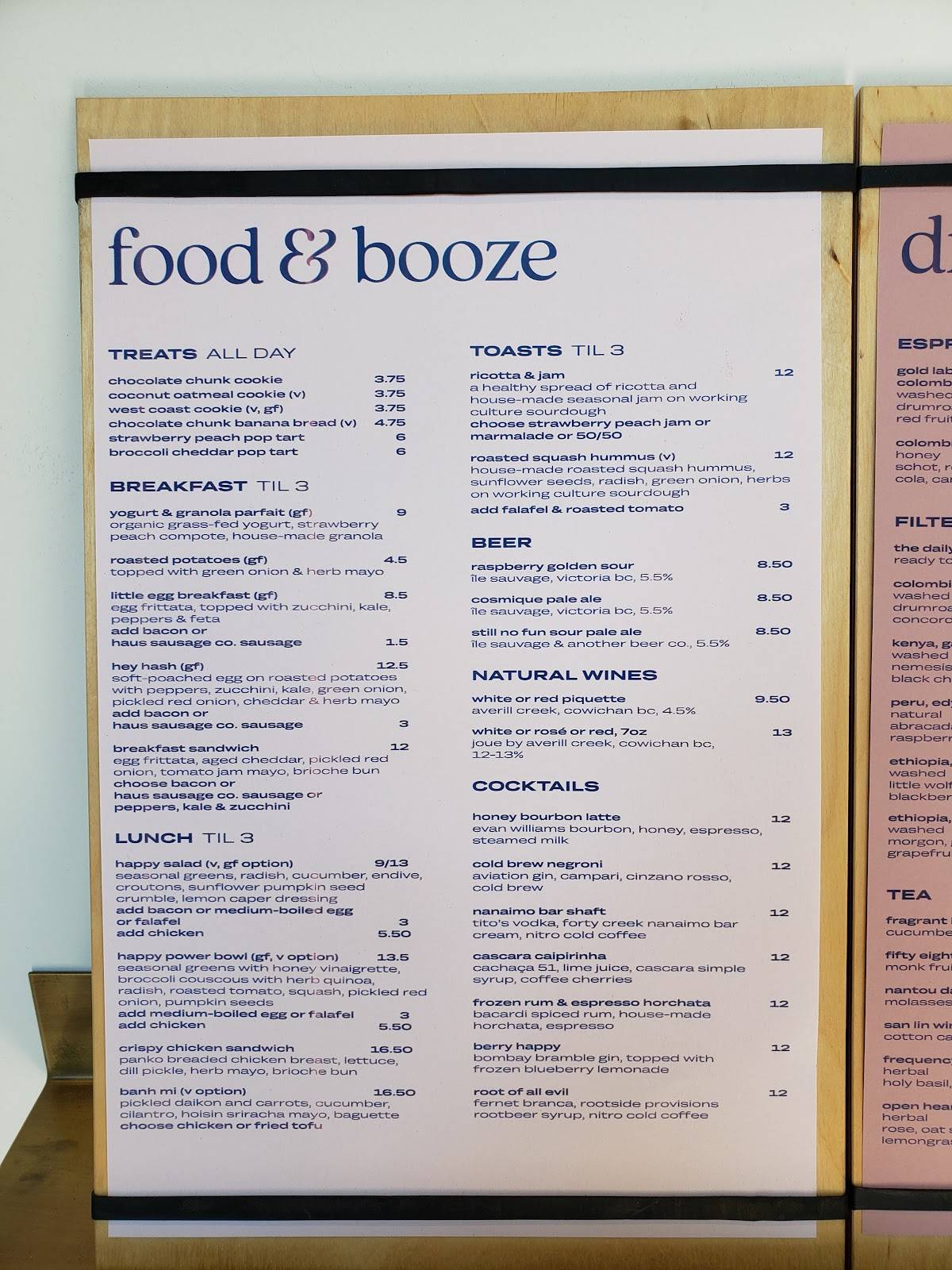 Menu at Hey Happy cafe, Victoria