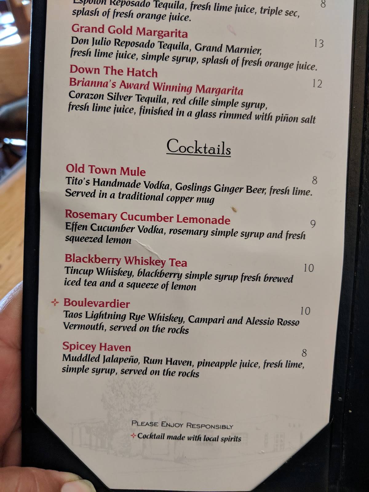 Menu at High Noon Restaurant & Saloon, Albuquerque