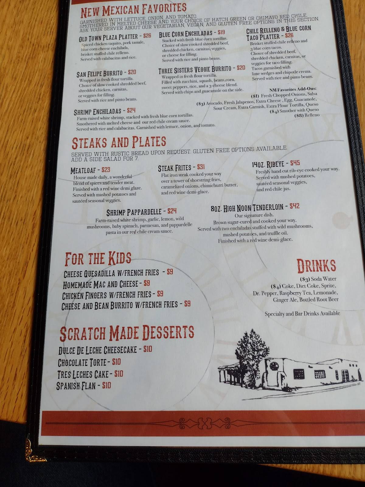 Menu at High Noon Restaurant & Saloon, Albuquerque