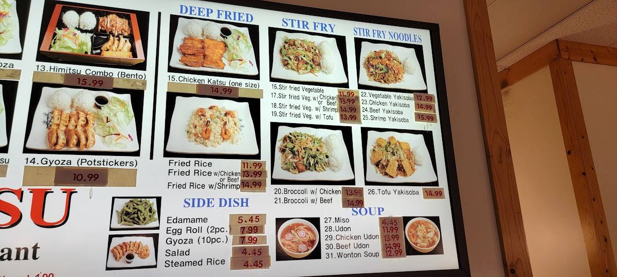 Menu at Himitsu Teriyaki restaurant, Snoqualmie