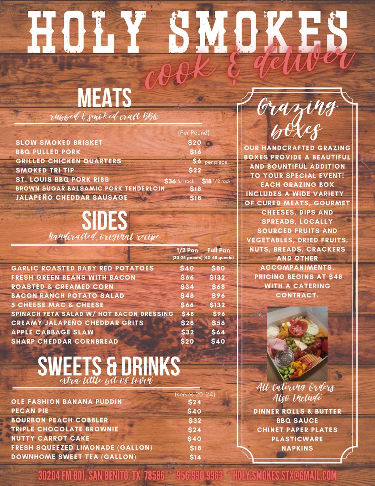 Menu at Holy Smokes BBQ & Catering, Brownsville