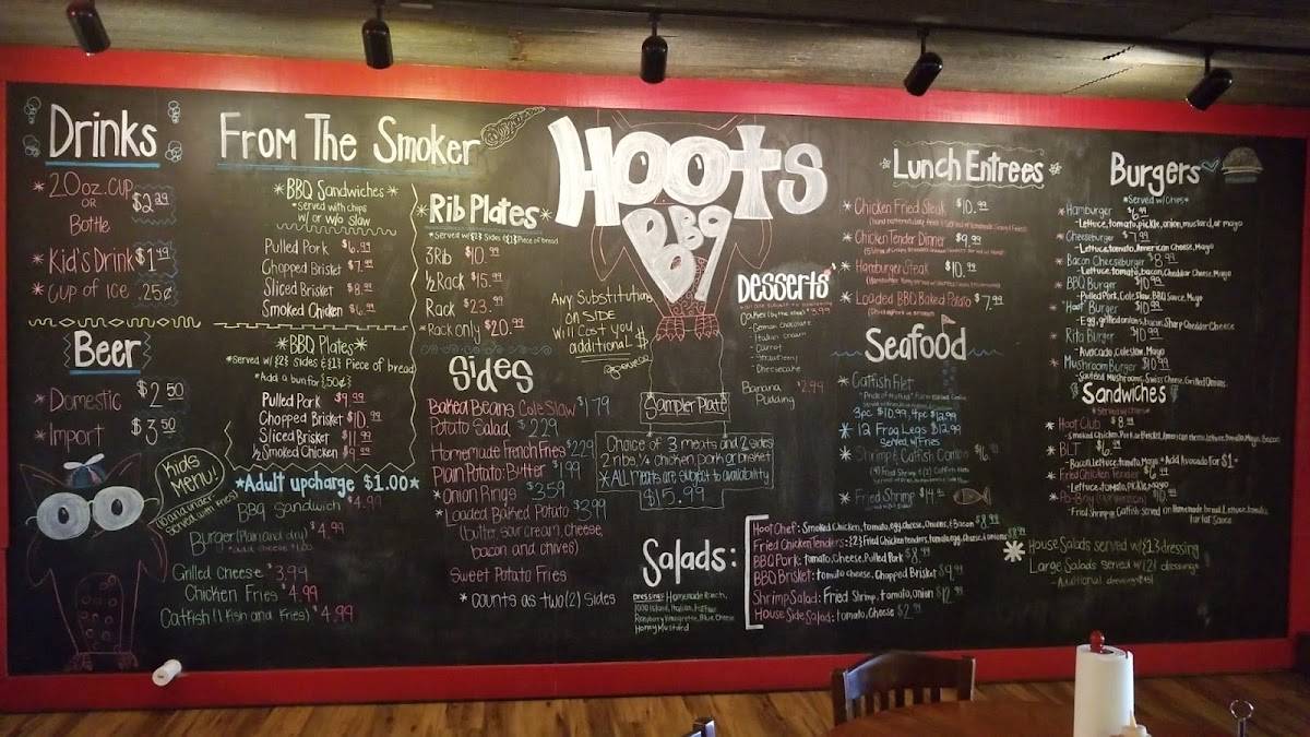 Menu at Hoots BBQ & Steaks, McGehee