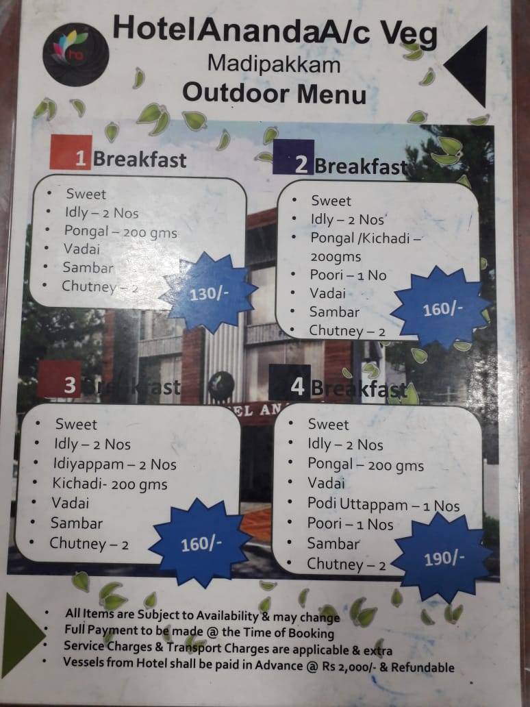 Menu at Hotel Ananda, Chennai, no 5