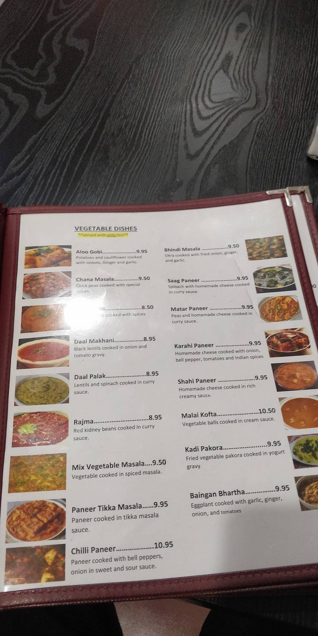 Menu at House of India restaurant, Windsor