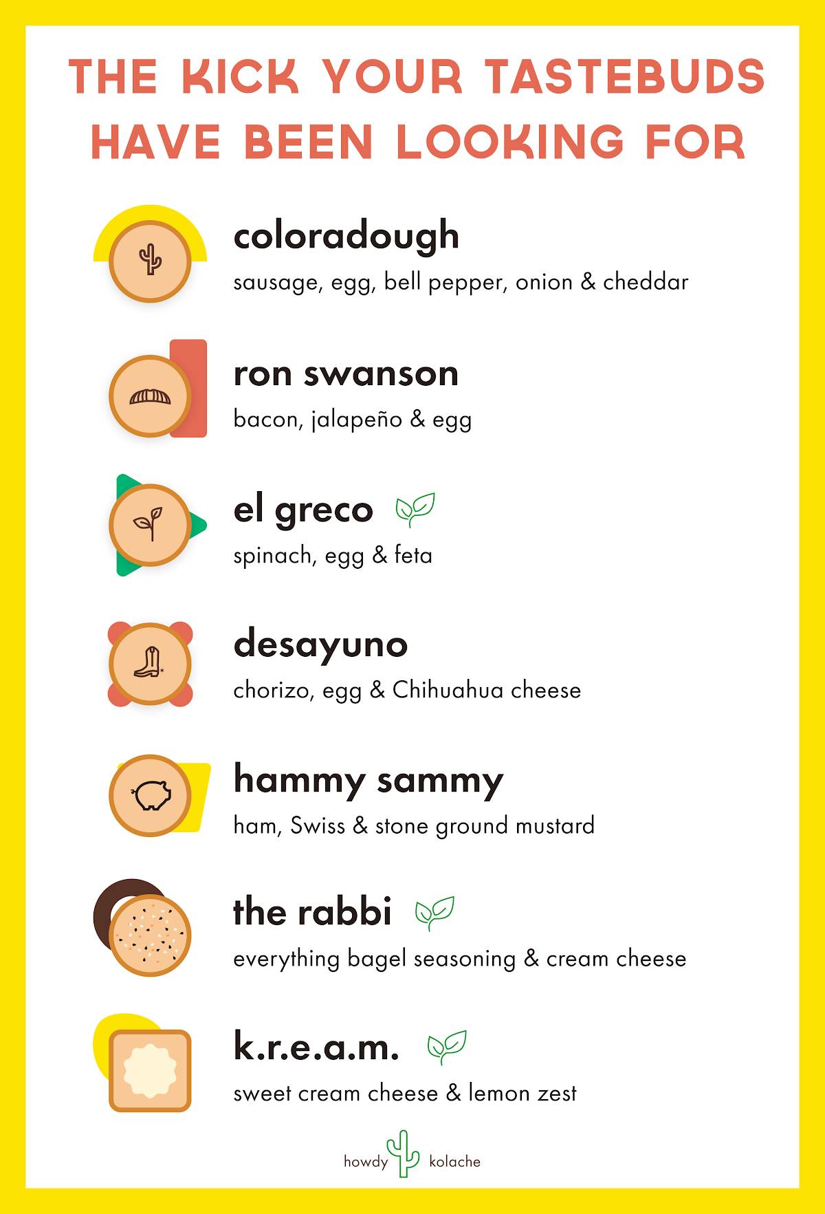 Menu at Howdy Breakfast Buns restaurant, Chicago