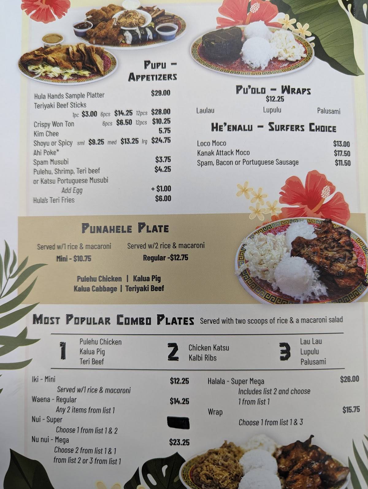 Menu at Hula Hands Restaurant, Anchorage, Mountain View Dr