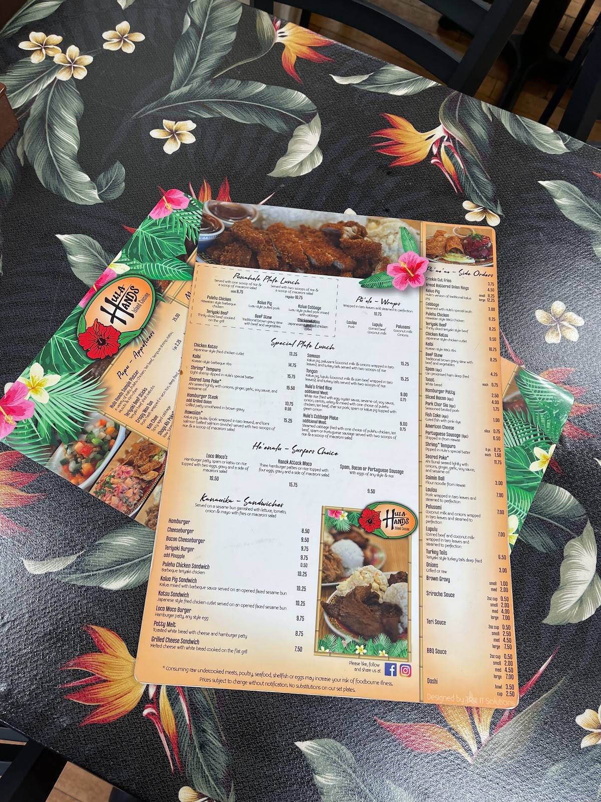 Menu at Hula Hands Restaurant, Anchorage, Mountain View Dr