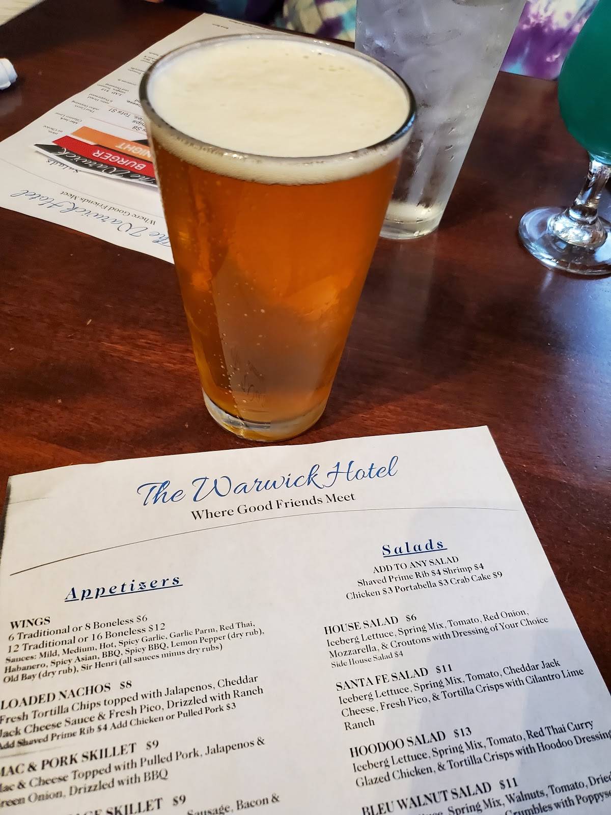 Menu at The Warwick Hotel pub & bar, Hummelstown