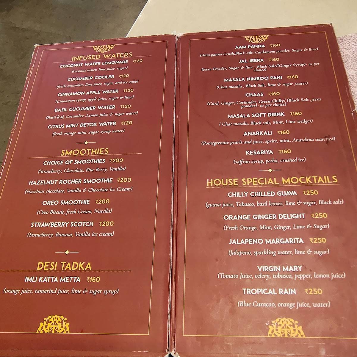 Menu at Tatva Restaurant - Begumpet, Hyderabad, 2nd Floor Pillar No: 1301