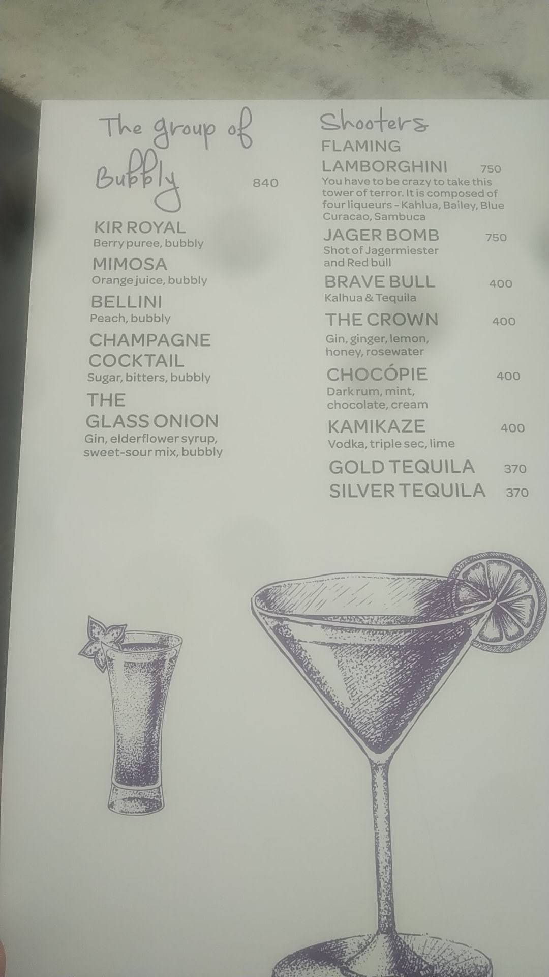 Menu at The Glass Onion, Hyderabad, Boulder Hills Madhava Reddy Colony ...