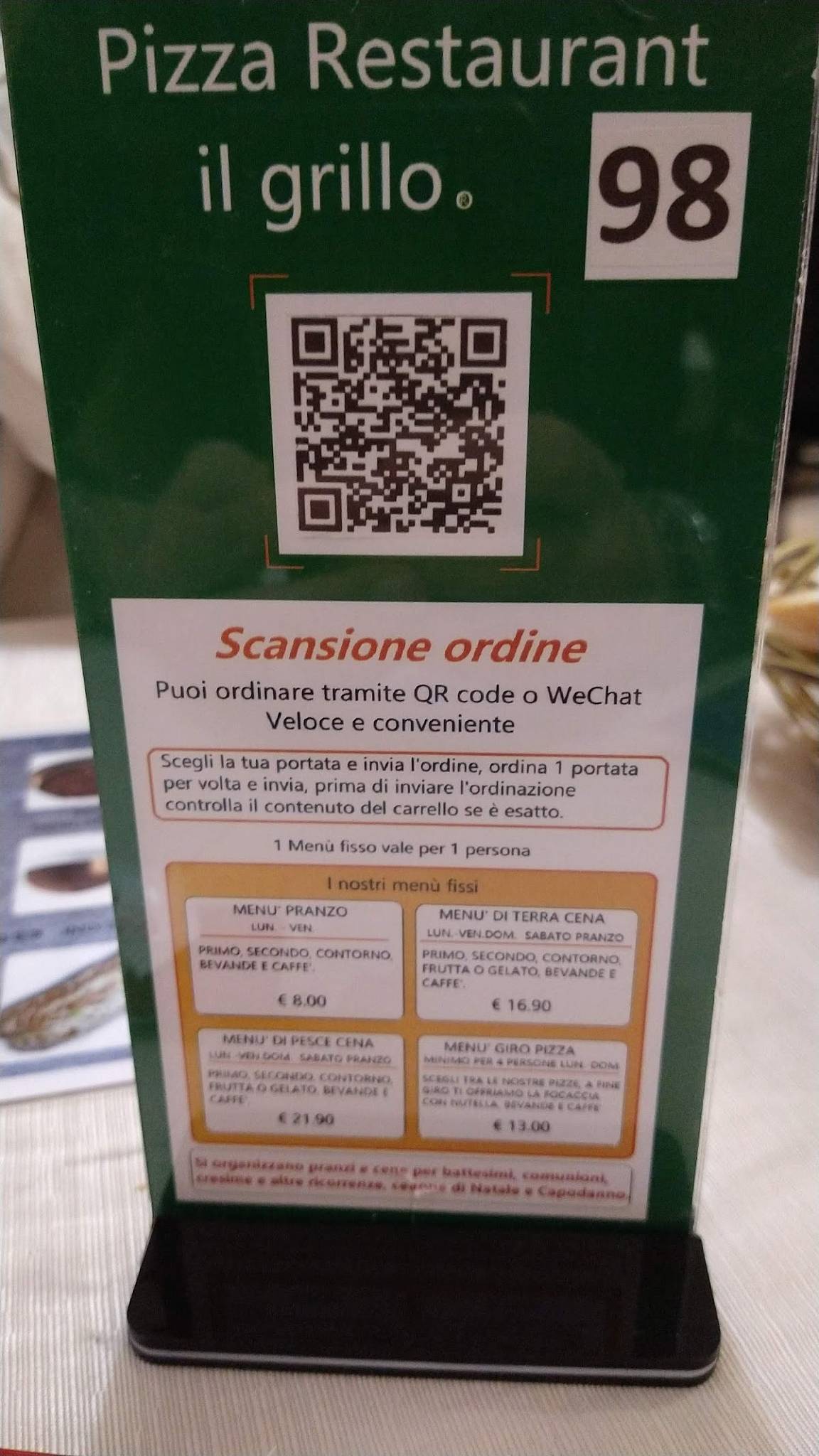 Menu da Ristorante Il Grillo, Beinasco