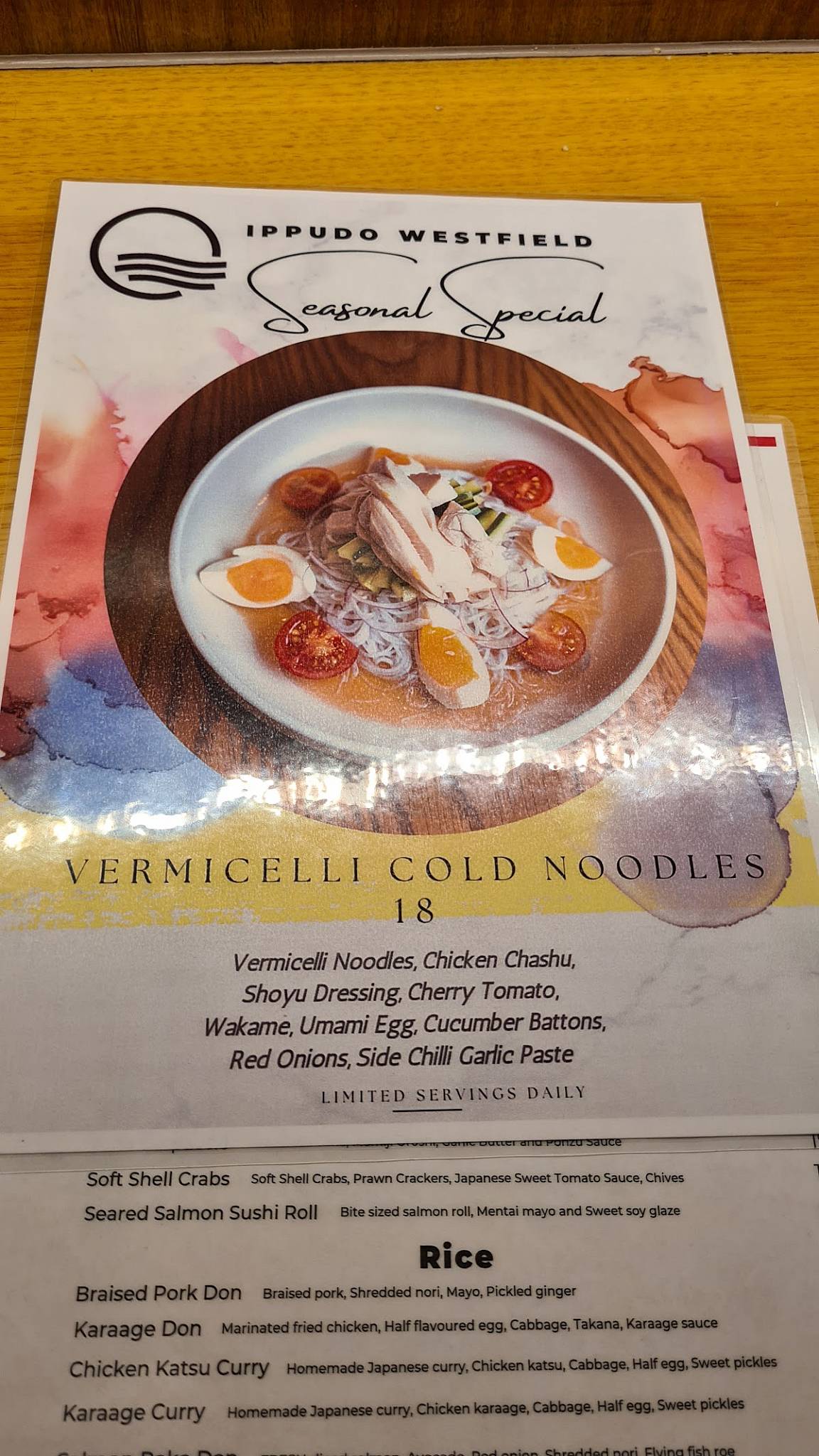 Menu at IPPUDO restaurant, Sydney, Shop 5021/188 Pitt St