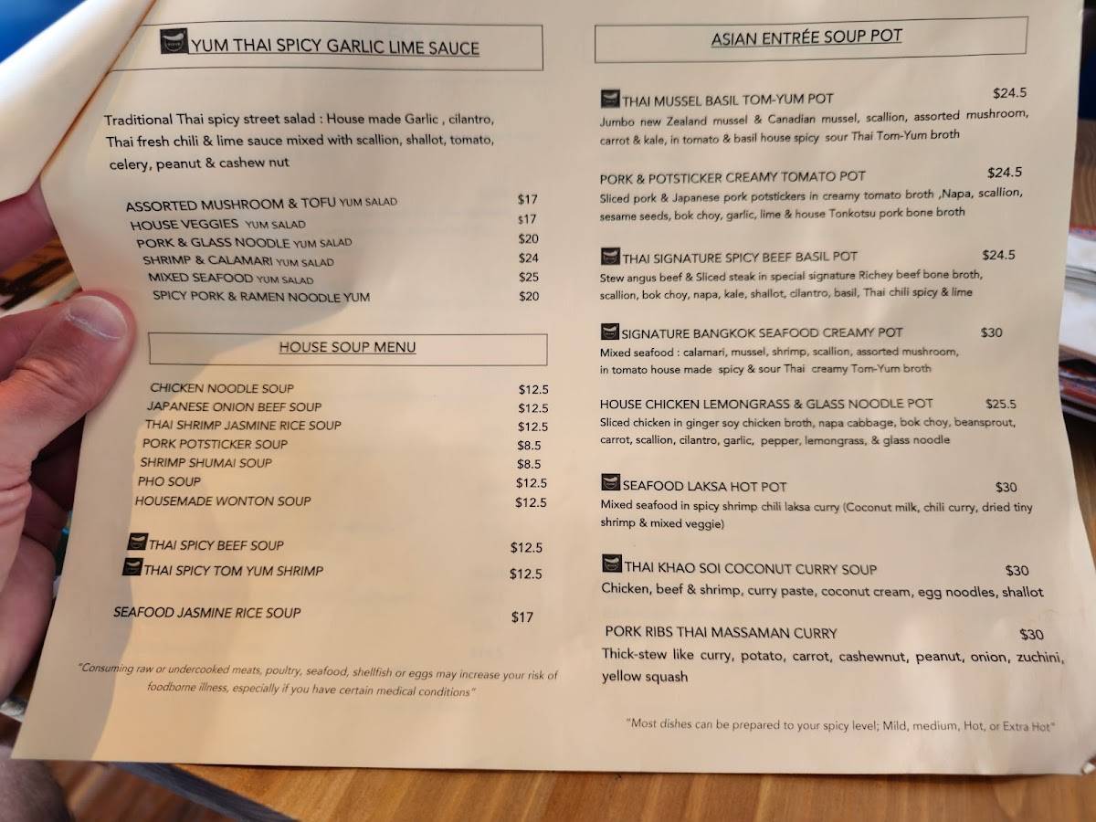 Menu at Ichi Togarashi restaurant, Naples