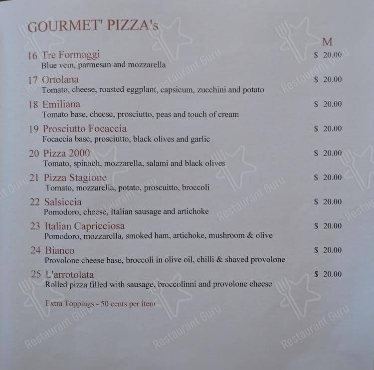 Menu at Il Carretto Pizza restaurant, Carlton North