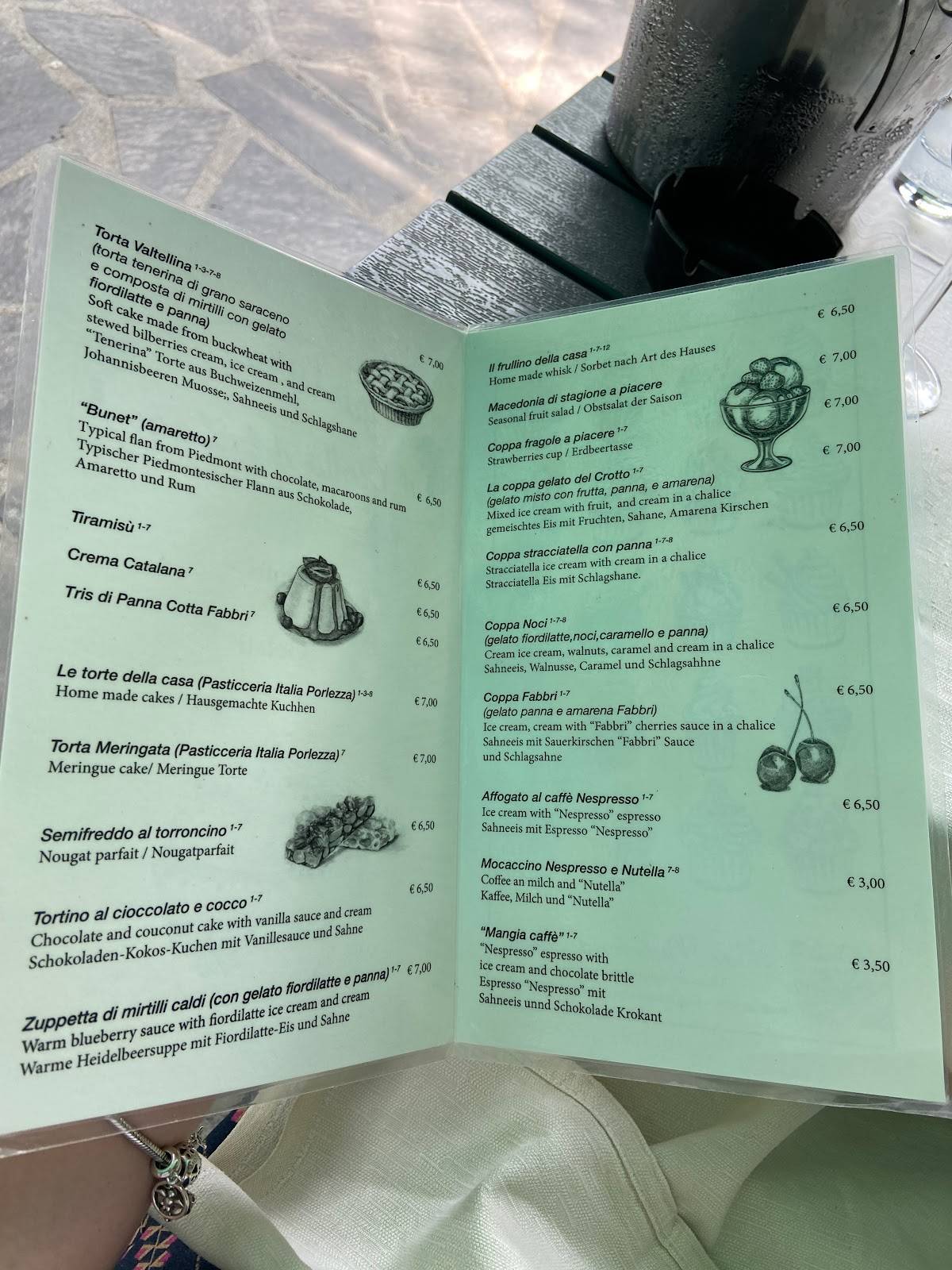 Menu at Il Crotto del Lago pub & bar, Cima