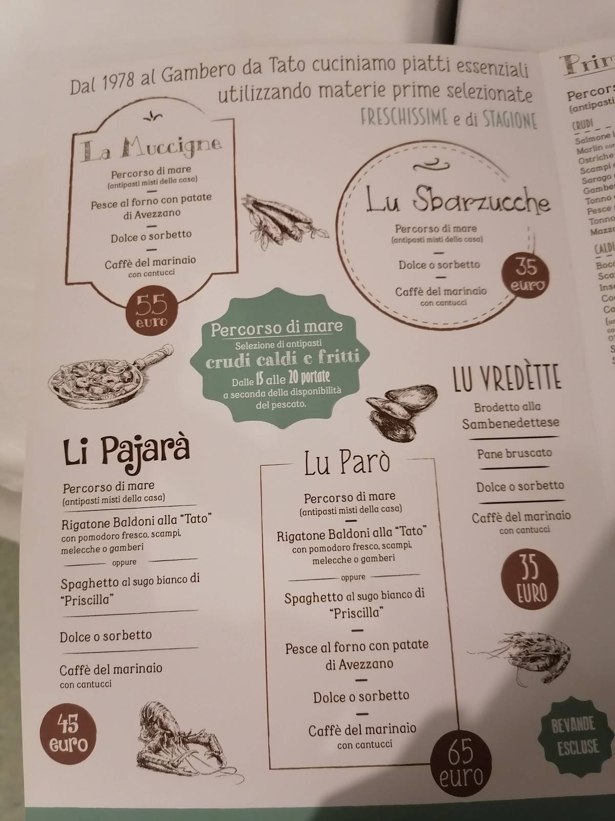Speisekarte von Il Gambero da Tato restaurant, San Benedetto del Tronto