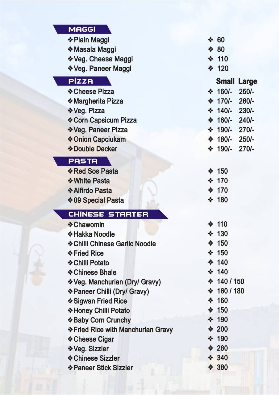 Menu at InBoX 09 Cafe & Roof-top Restaurant, Chittorgarh