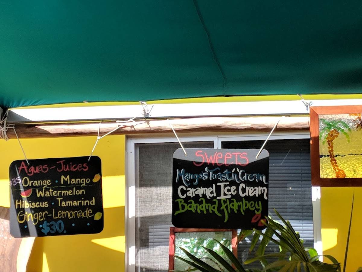 Menu at Mango Cafe, Isla Mujeres