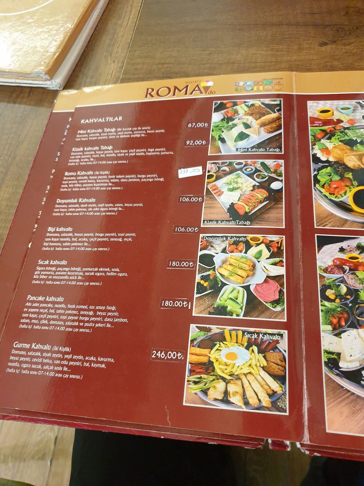 Menu at Roma, Istanbul, Bağlarbaşı Cd. No:51