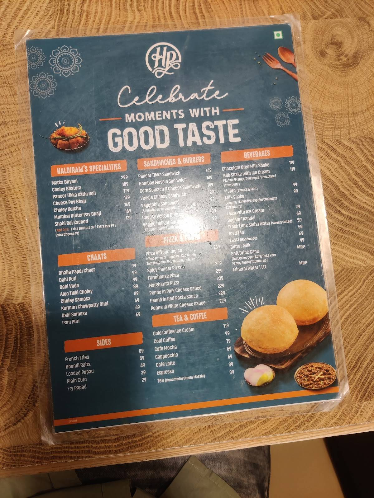 Menu at Haldiram's, Jabalpur, Shop No