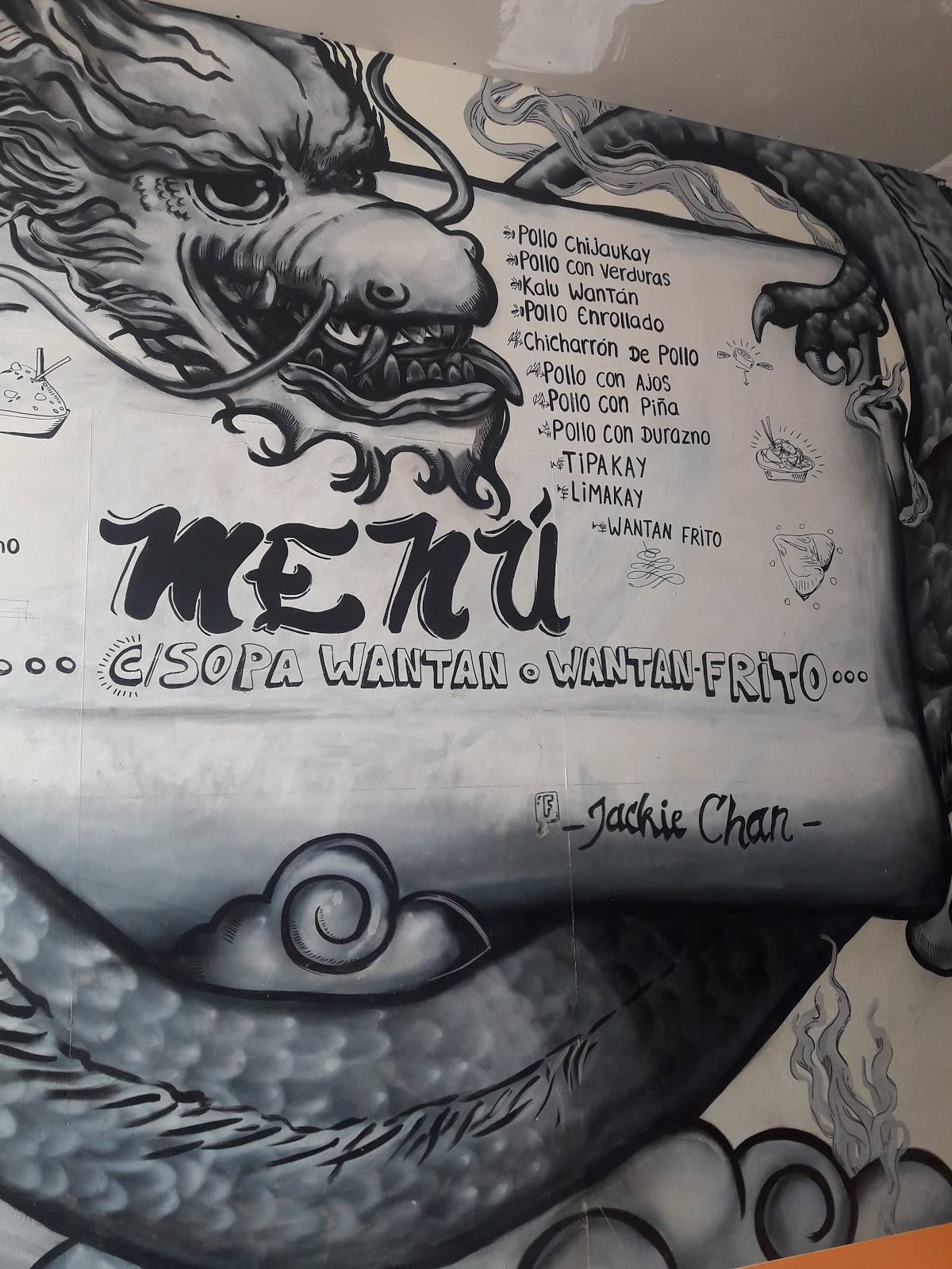 Carta del restaurante Jackie Chan, Chiclayo