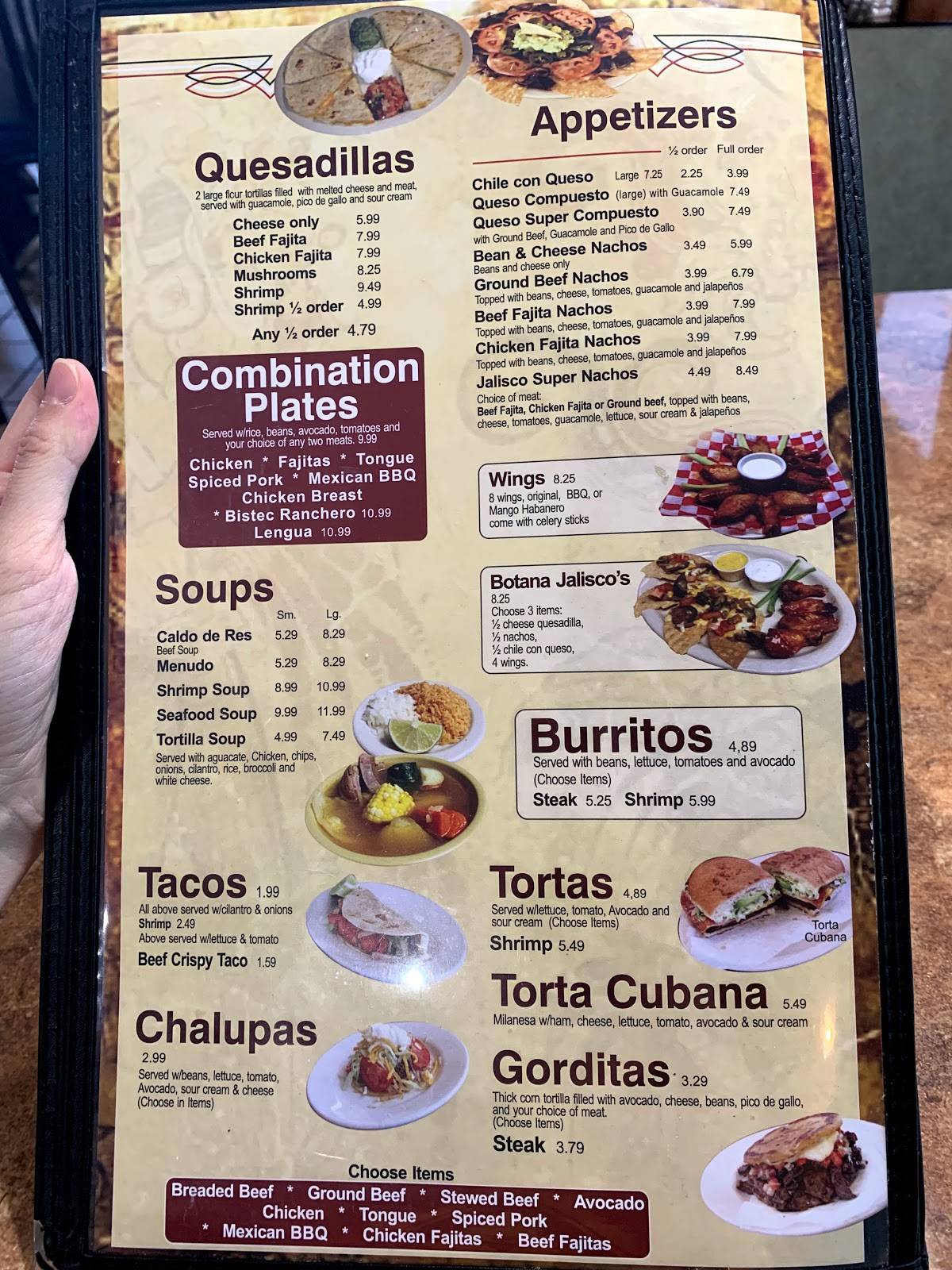 Menu at Jaliscos Mexican Restaurant, Belton