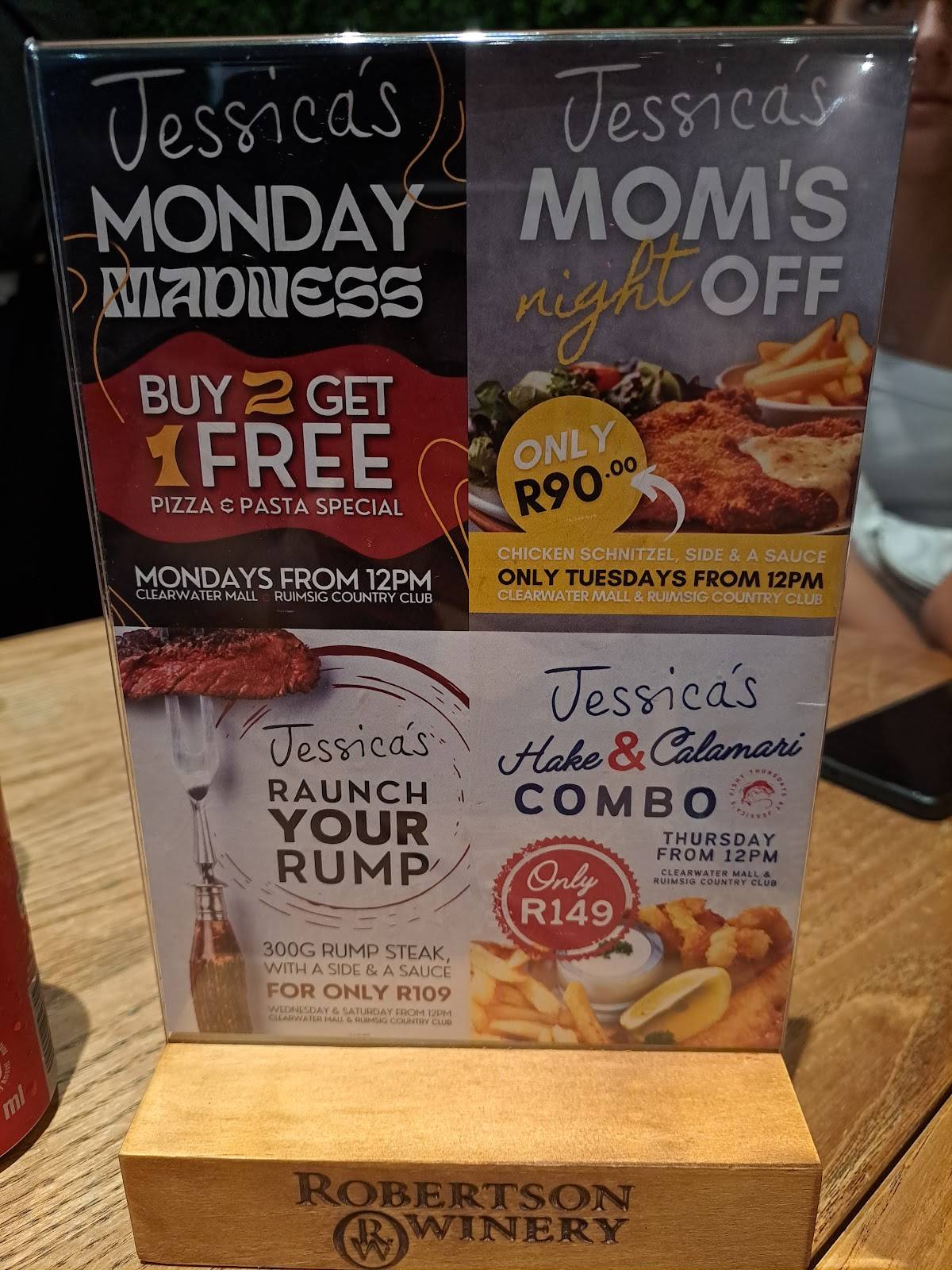 Menu at Jessica’s - Clearwater Mall restaurant, Roodepoort