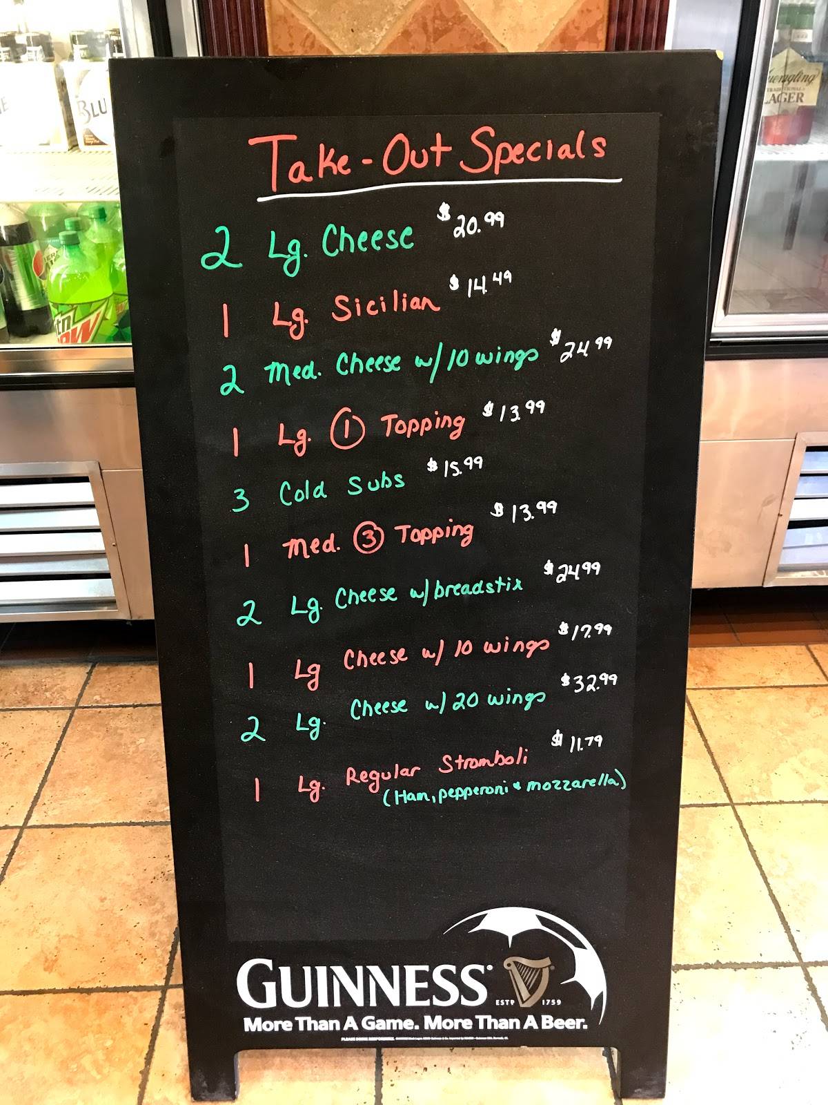 Menu at The Original Italian Pizza & Restaurant, Shamokin