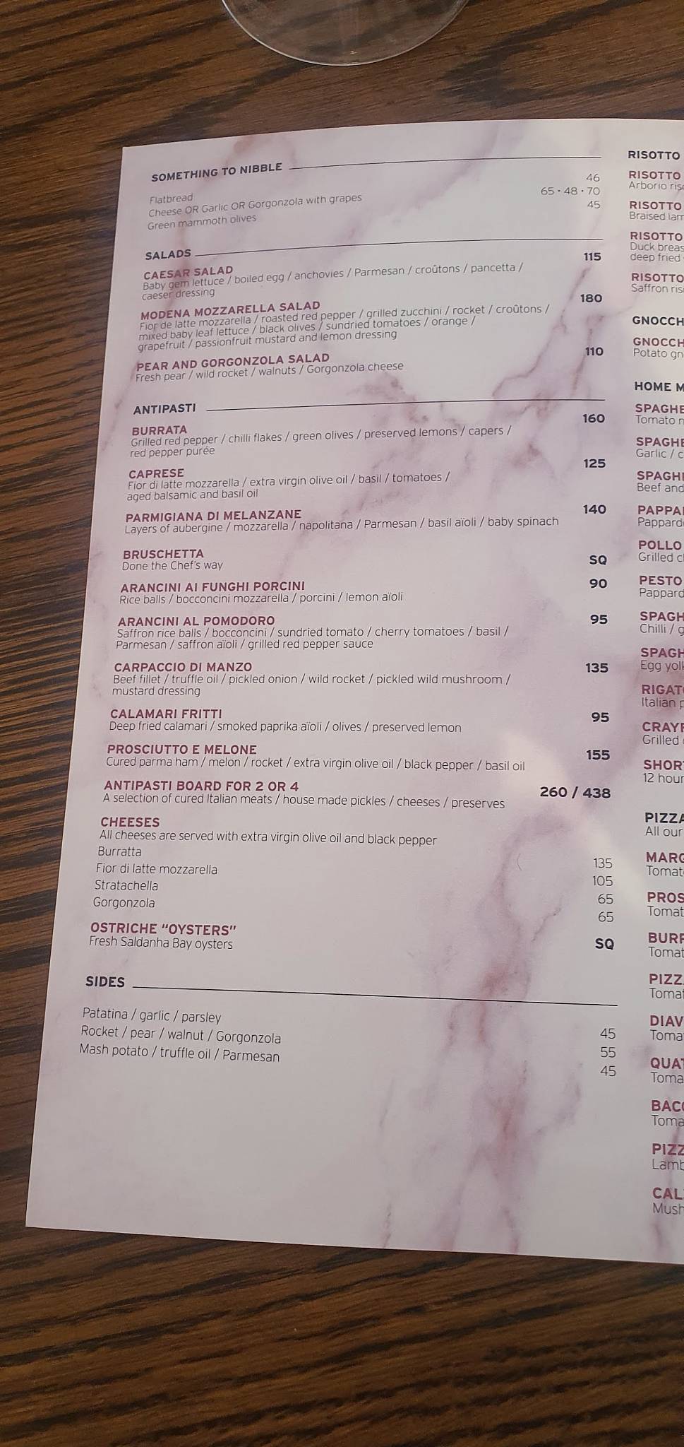 Menu at Modena Italian Eatery restaurant, Randburg