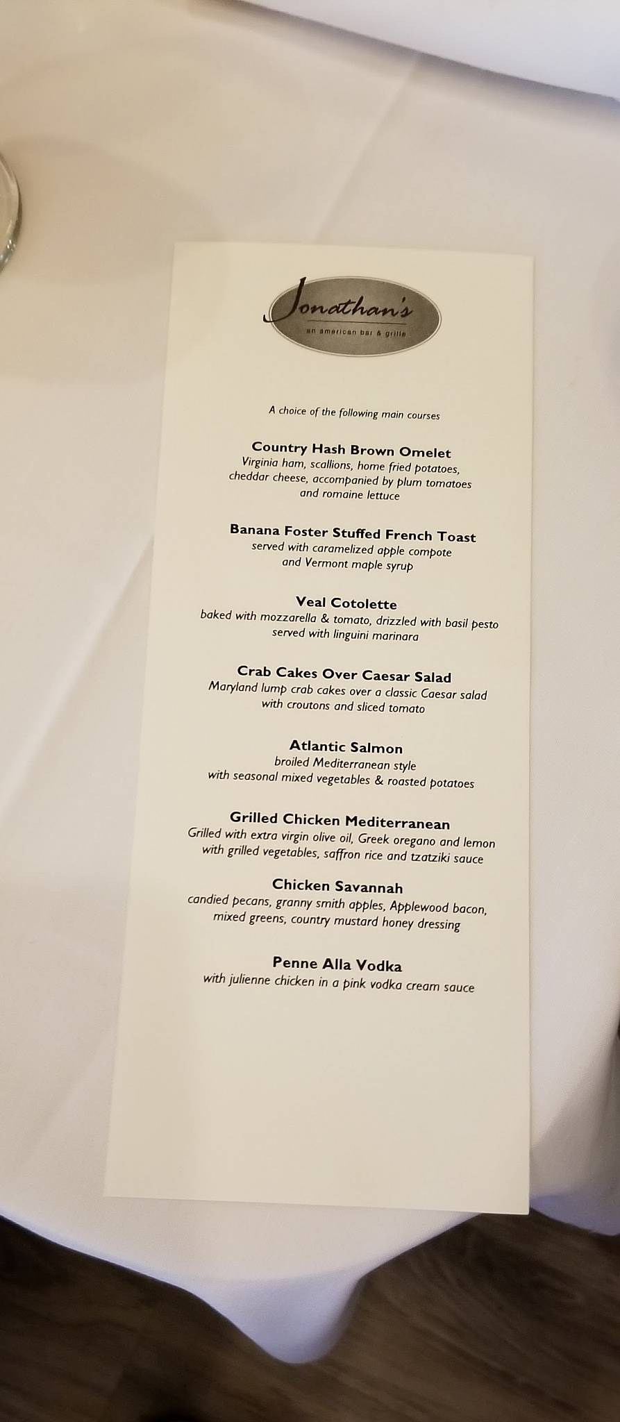 Menu at Jonathan's Restaurant, Garden City Park, Jericho Turnpike