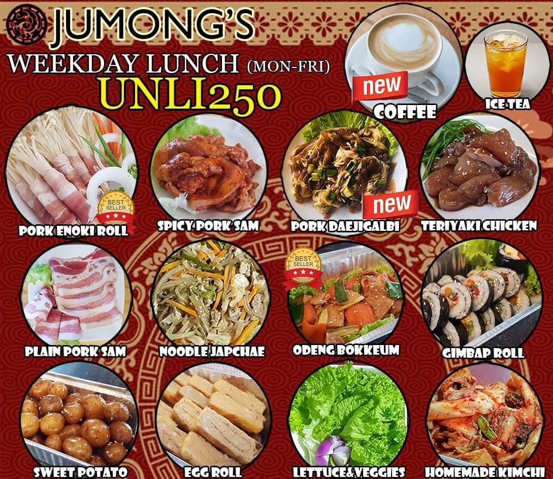 Menu at Jumong Korean Restaurant, Tarlac City