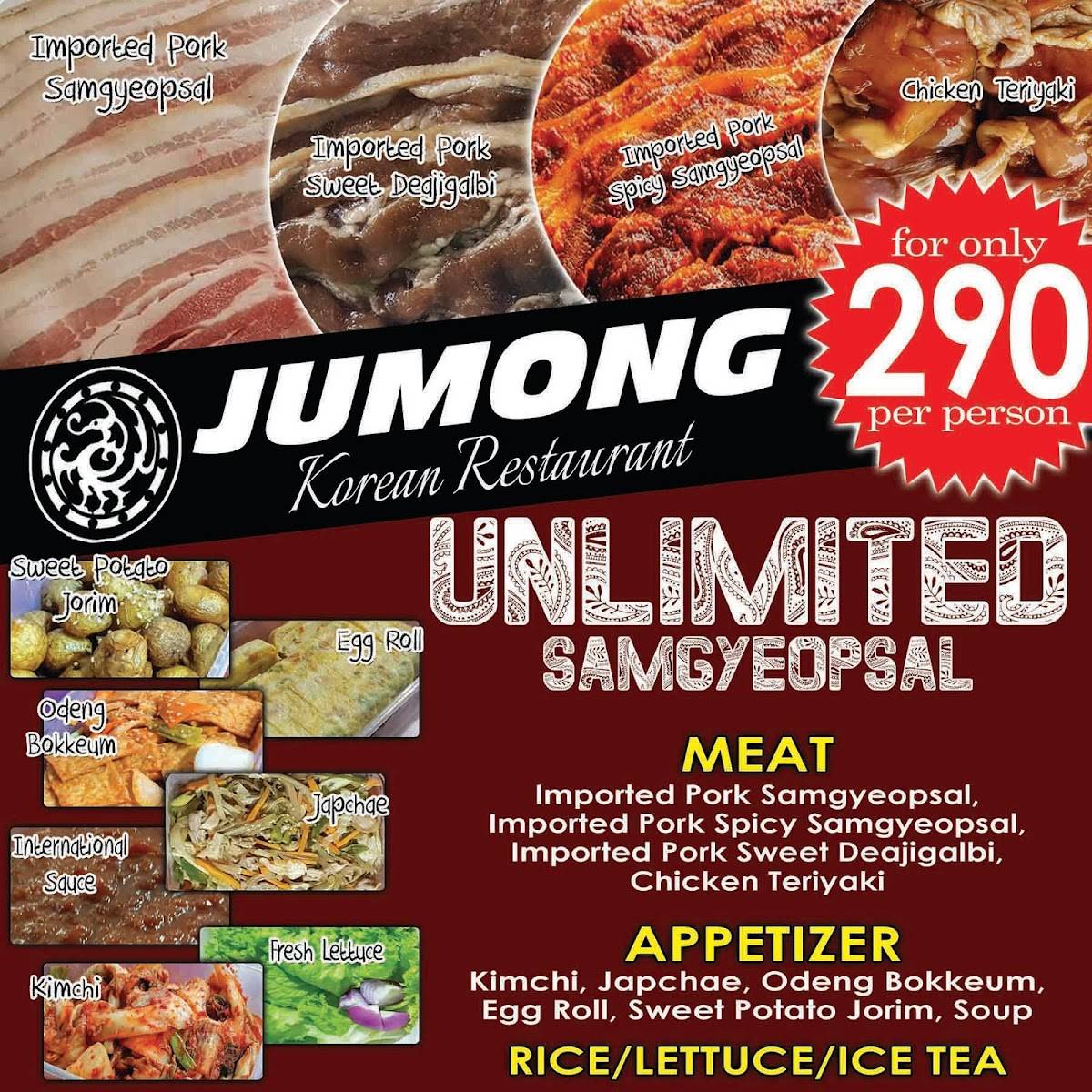 Menu at Jumong Korean Restaurant, Tarlac City