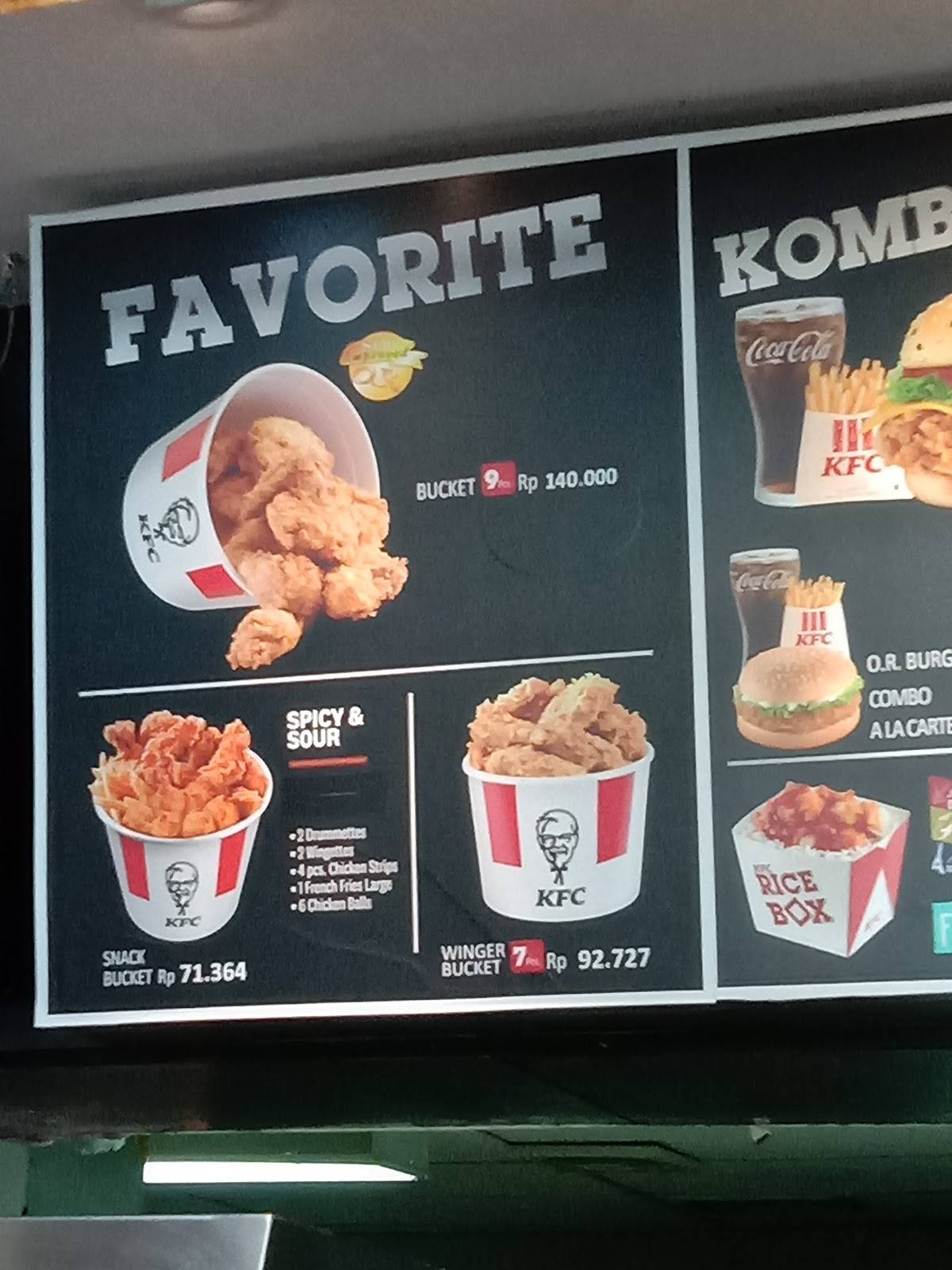 Menu at KFC restaurant, Palu, Jalan SULTAN HASANUDIN I NO.15
