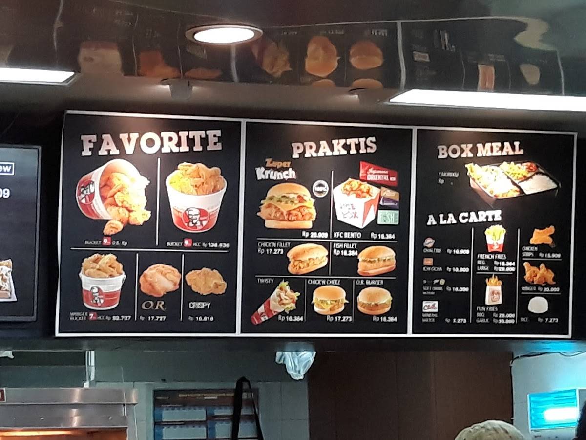 Menu at KFC restaurant, Palu, Jalan SULTAN HASANUDIN I NO.15