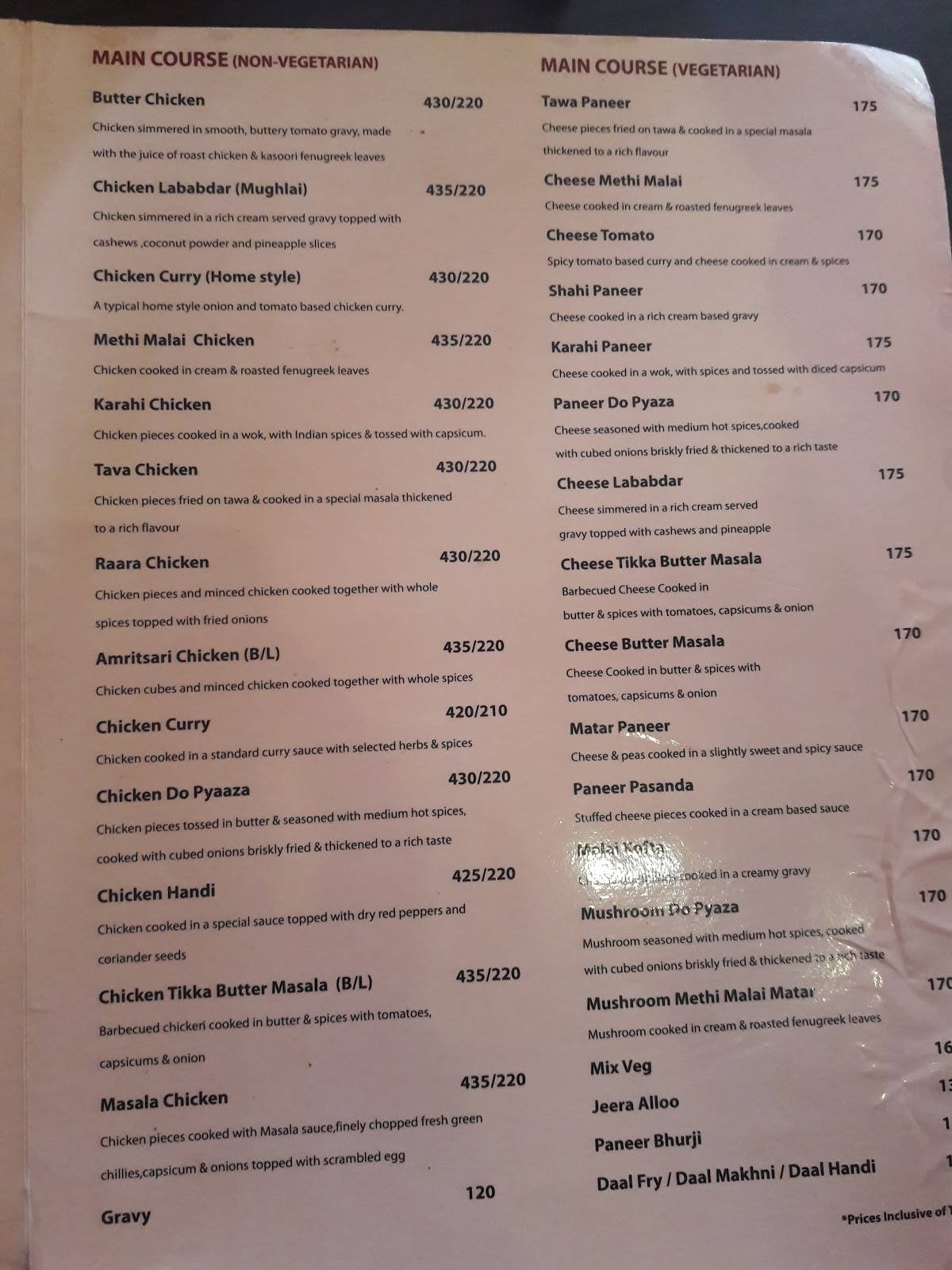 Menu at Kababchi, Patiala, 89XG+H77