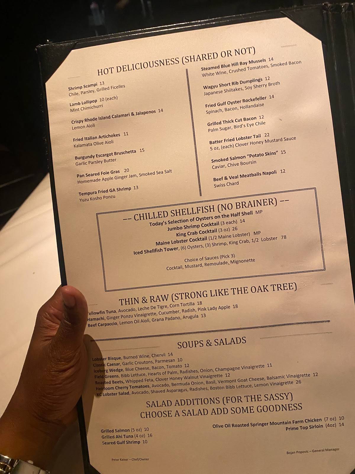 Menu at Kaiser's Chophouse pub & bar, Sandy Springs, Roswell Rd