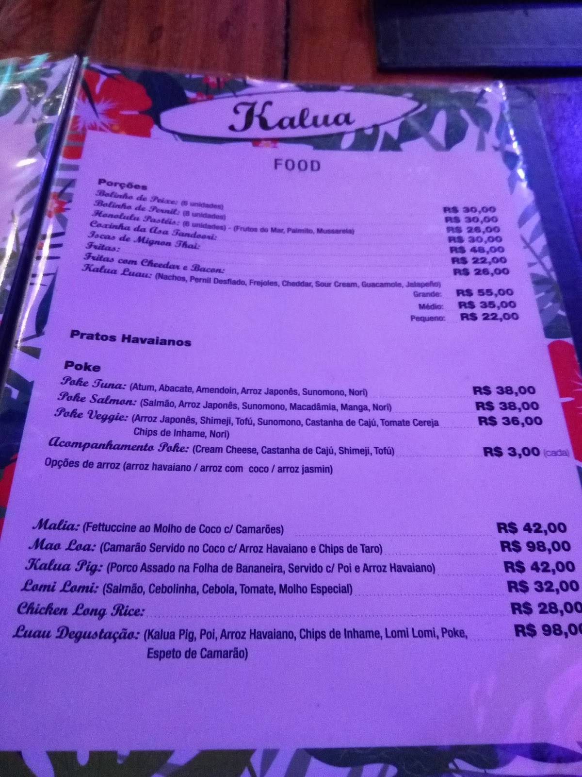 Menu em Kalua Hawaiian Food restaurante, Santo André