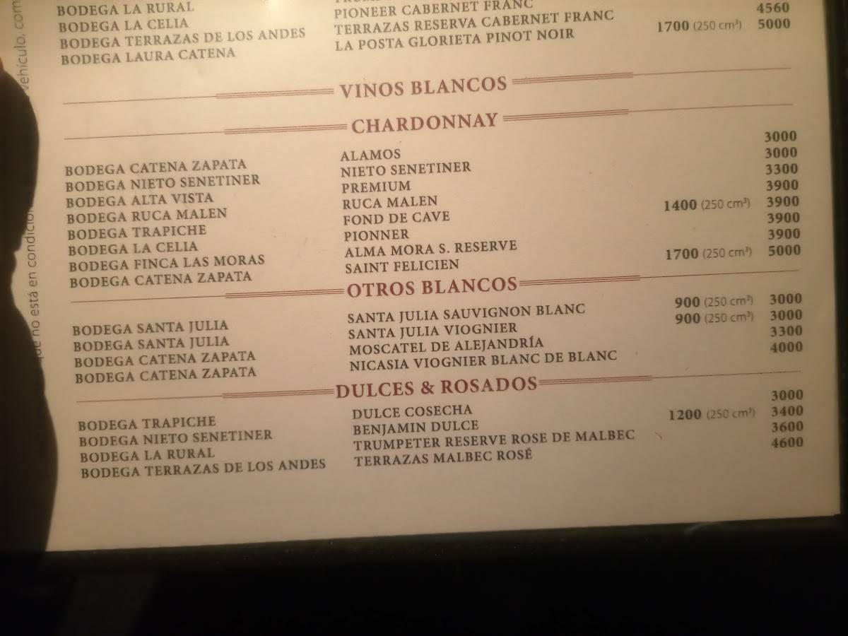 Carta del restaurante Kansas, Buenos Aires, Av. del Libertador 4625