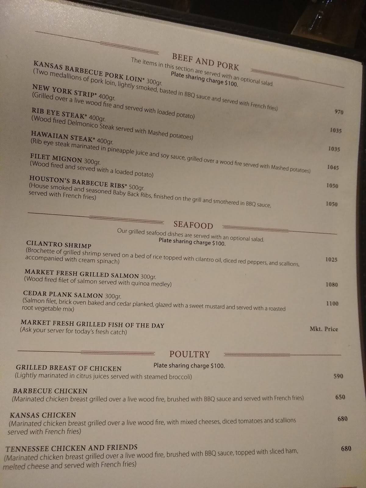 Carta del restaurante Kansas, Buenos Aires, Av. del Libertador 4625