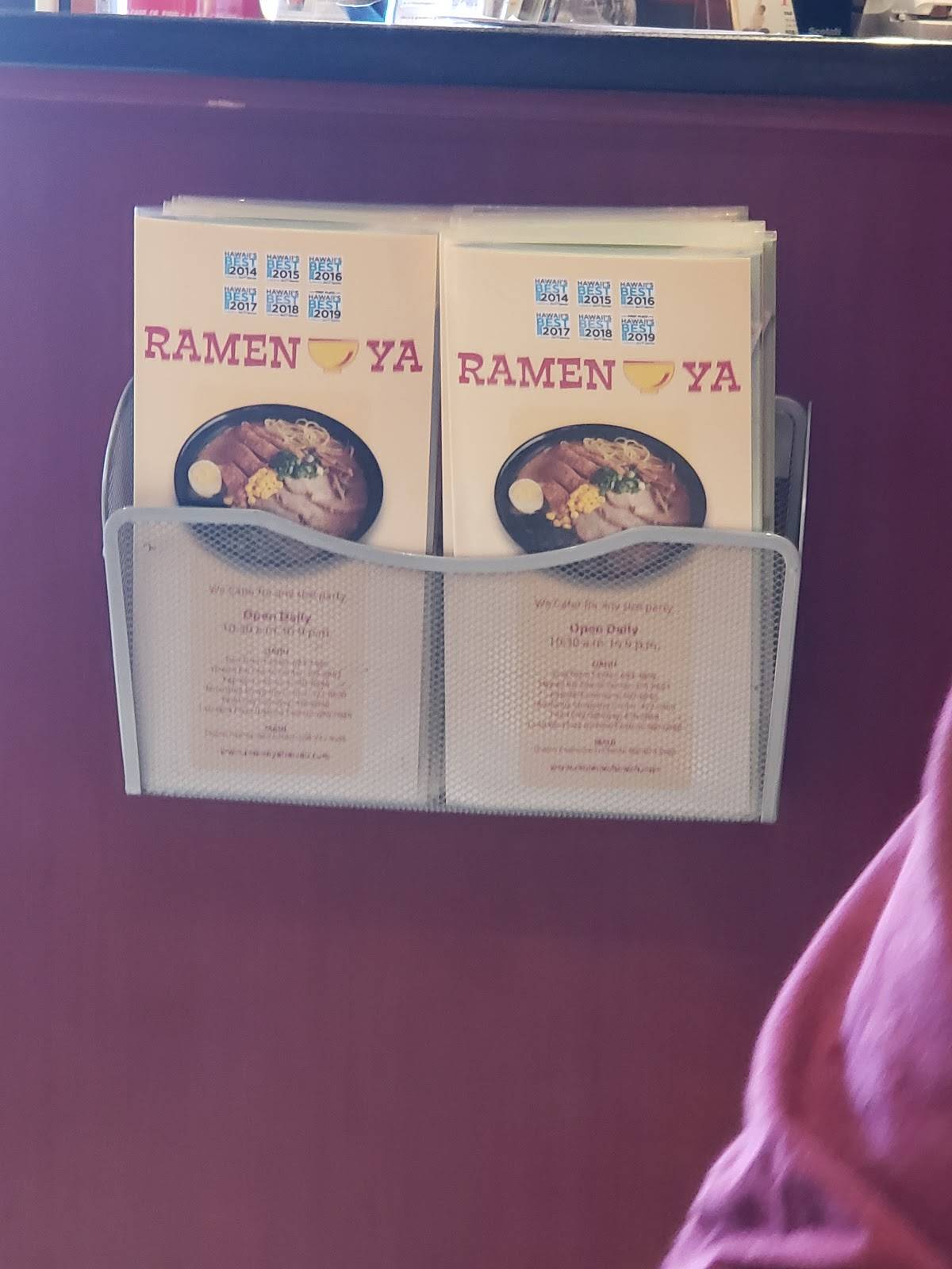 Menu at Ramen-Ya restaurant, Kapolei