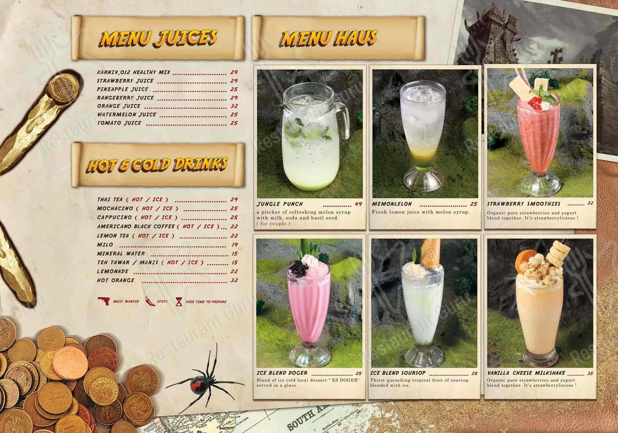 Menu at Karnivor Restaurant, Bandung