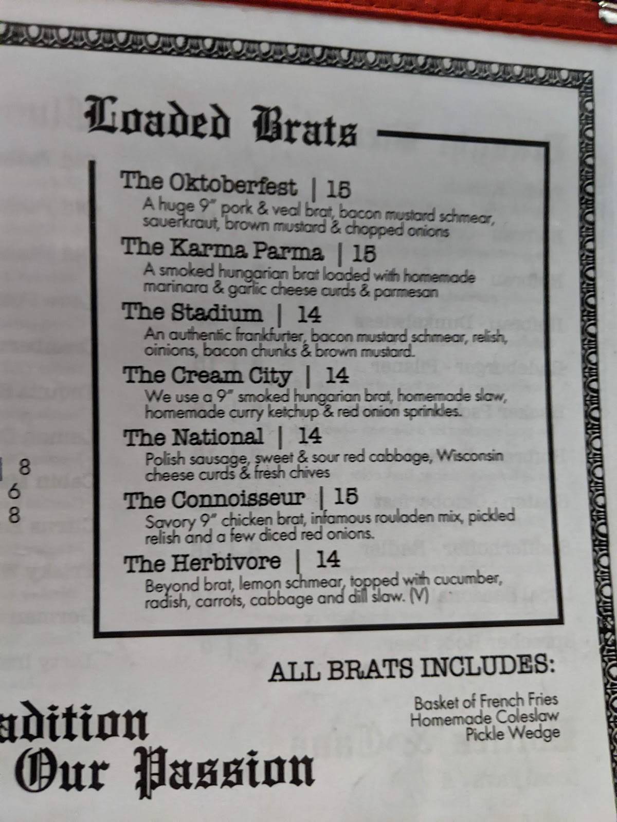 Menu at Kegel's Inn restaurant, West Allis