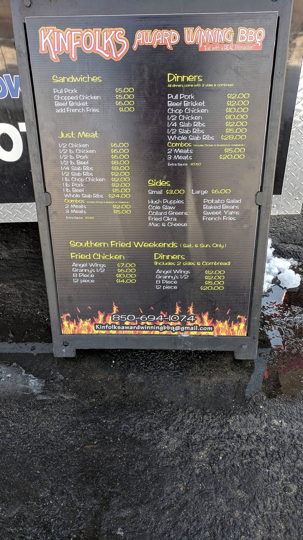 Menu at Kinfolks BBQ, Taunton, 289 Winthrop St