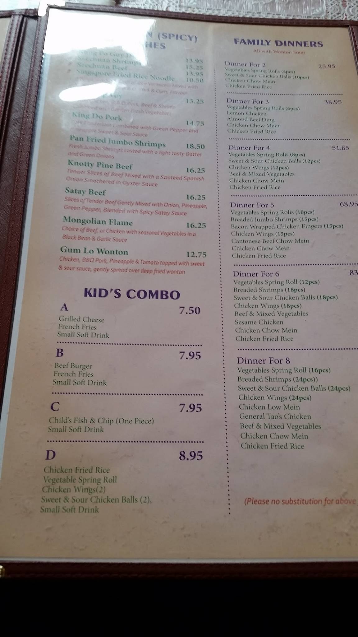 Menu at Knotty Pine Restaurants, Kincardine