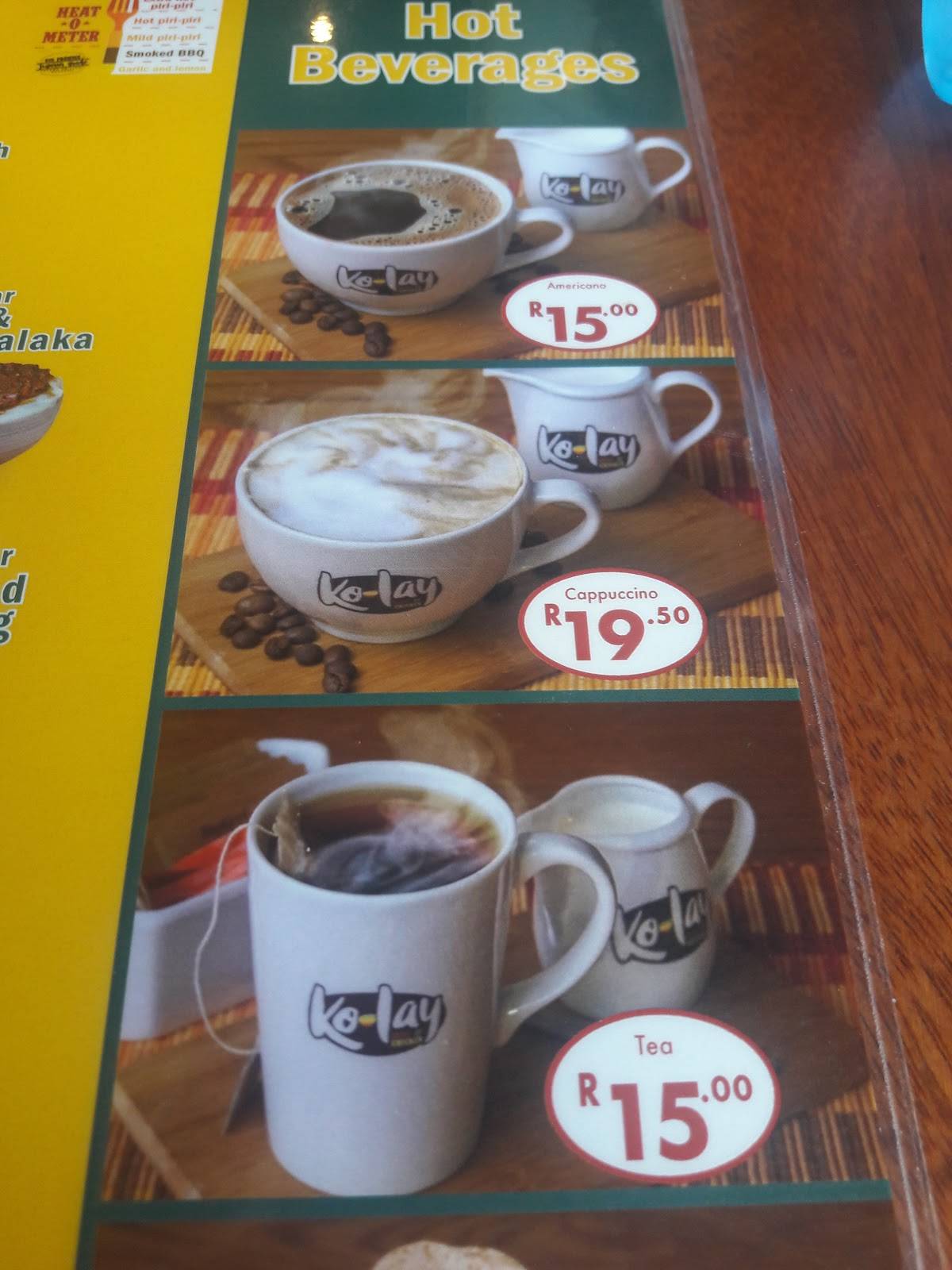 Menu at Kolay Home of Chicken restaurant, Durban North