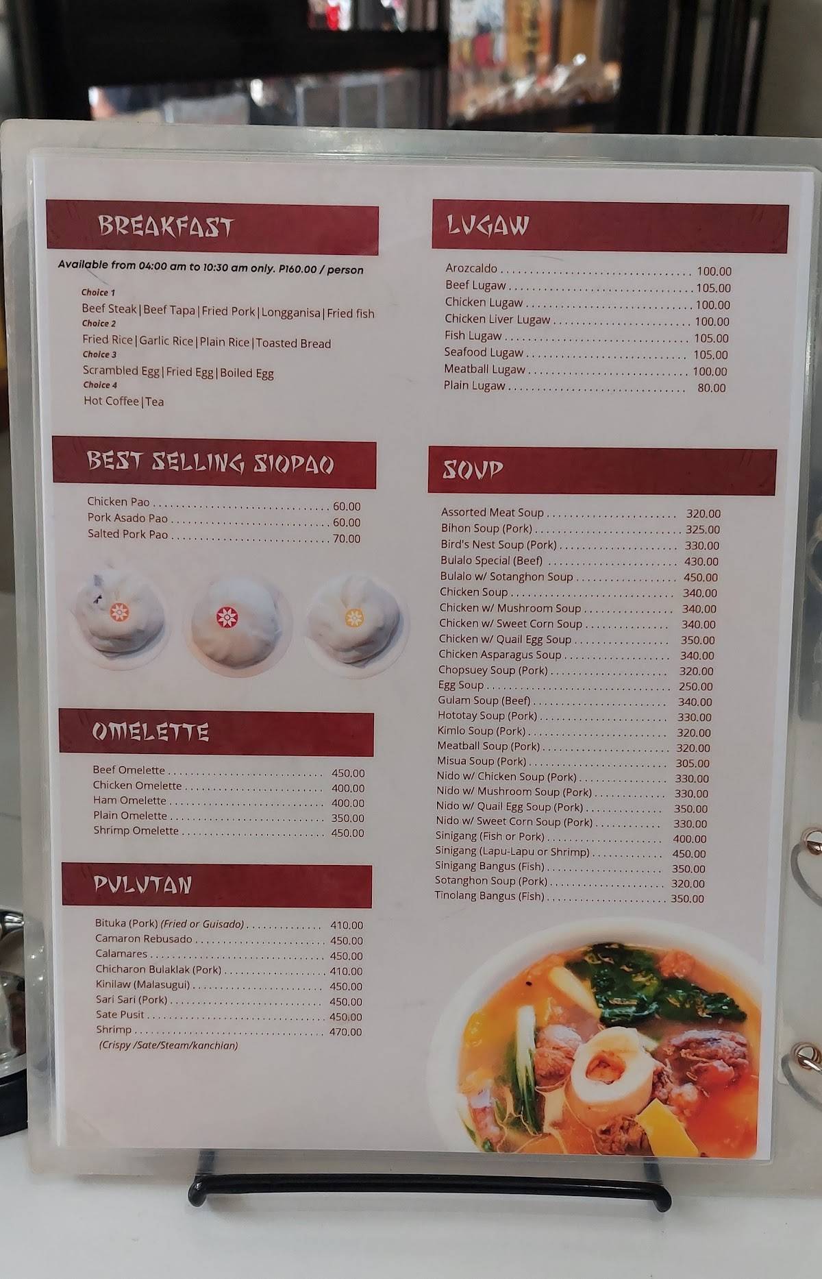 Menu at Kusina Dabaw restaurant, Davao City, San Pedro