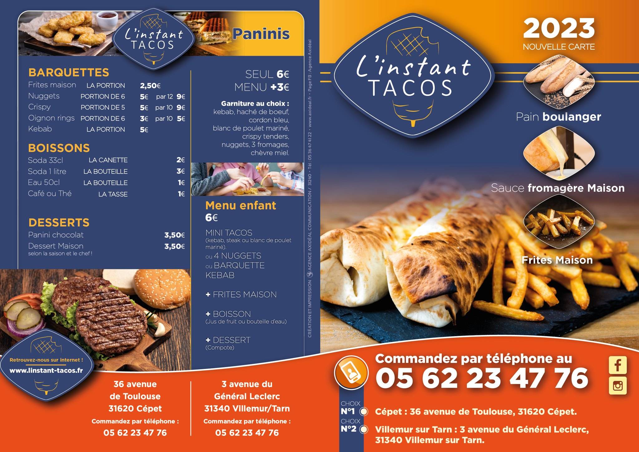 Menu au L'Instant Tacos, Kebab, Burger - Cépet 31620 restaurant, Cépet