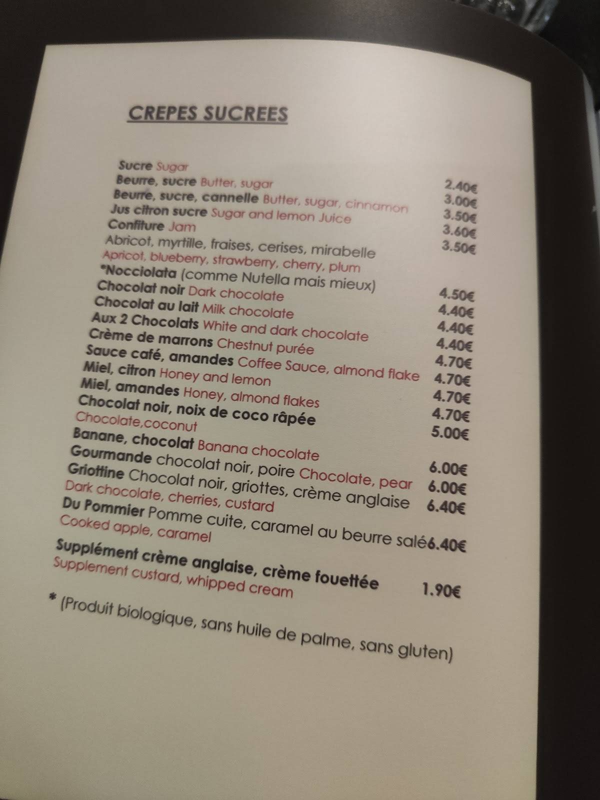 Menu au L’Orée du bois restaurant, Chateauneuf