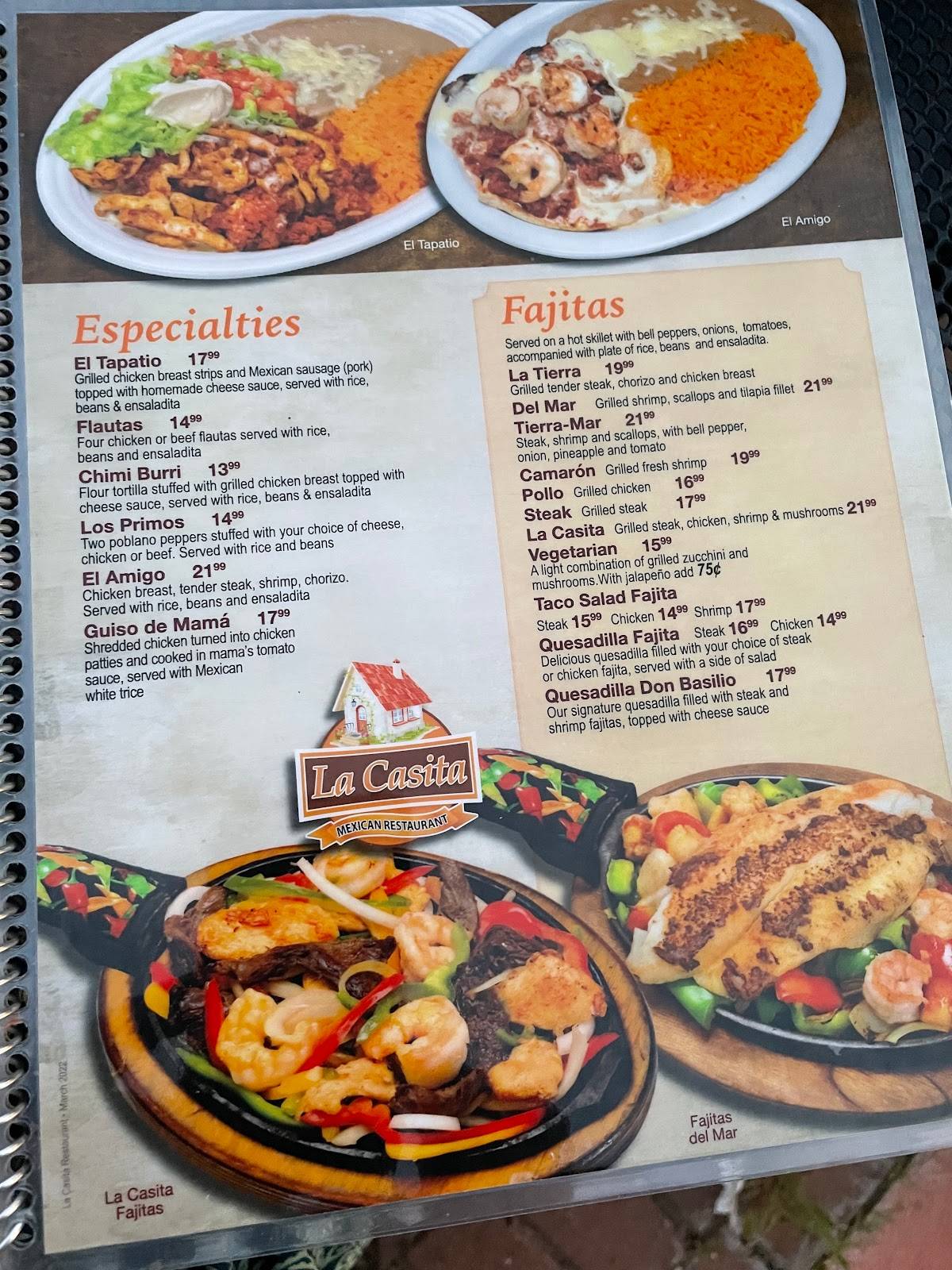 Menu at La Casita restaurant, Columbus, Bethel Rd